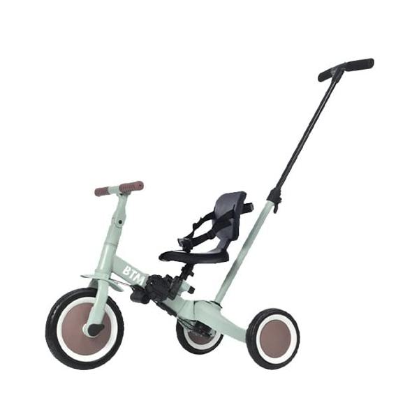 5in1ミント×ブラウン/71x51x91cm/MS286709・Color:ミント×ブラウンStyle:5in1・【5IN1多機能一台五役！】お子さんの成長に合わせてパーツを変更することで、手押し三輪車モード・ペダルのない足けりモード・通...