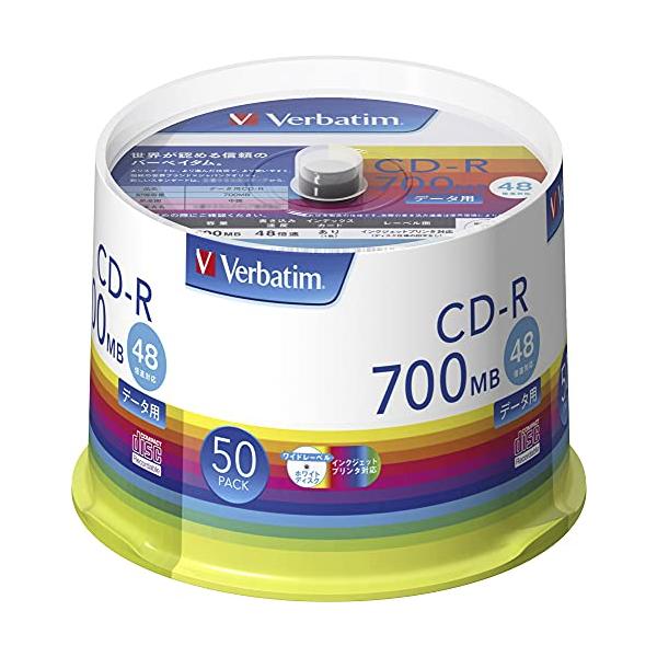 データ用ホワイト(インクジェットプリンタ対応)/50枚(スピンドル)/SR80FP50V1・Color:ホワイト(インクジェットプリンタ対応)Size:50枚(スピンドル)Style:データ用・パッケージ個数:1・容量:700MB・倍速:4...