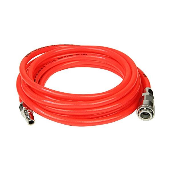 ホース内径:7mmクリアレッド/ホース長:5m/EUH-5R・Color:クリアレッドSize:ホース長:5mStyle:ホース内径:7mm・パッケージ個数:1・用途:ワンタッチカプラ付のエアーウレタンホース・サイズ:内径7.0mm×外径1...