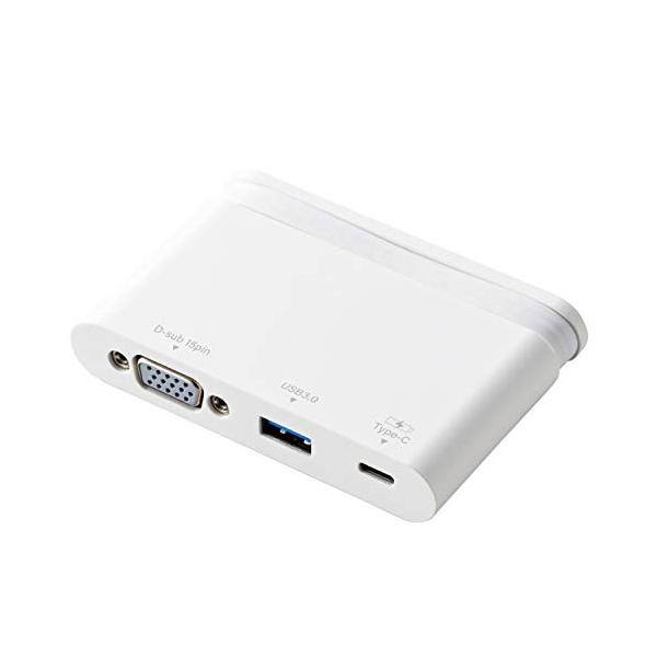 D-sub(VGA)タイプホワイト/-/DST-C07WH・Color:ホワイトStyle:D-sub(VGA)タイプ・パッケージ個数:1・USB Type-C(TM)コネクターでパソコンに接続し、パソコンを充電しながら、USB3.0機器や...