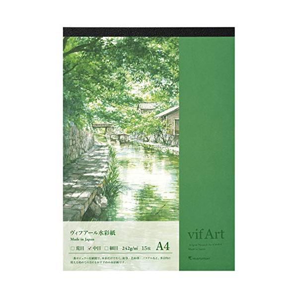 中中目中目 表紙:グリーン/A4/S204VA・Size:A4Color:中目 表紙:グリーン・パッケージ個数:1・ヴィフアール水彩紙はマルマンが開発した『手軽に水彩を楽しめる』国産水彩紙です。・中目は目が細かく、細部まで描き込むことができ...