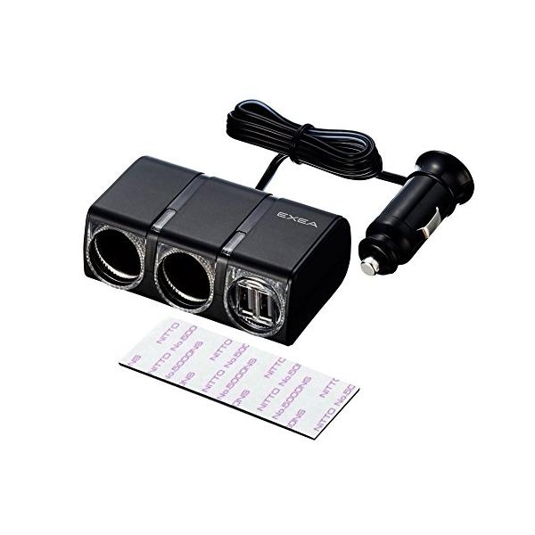 コードタイプブラック/-/EM-152・PatternName:24V増設ソケット EM-152・パッケージ個数:1・24V車にも対応した2連ソケットとUSB2ポート(合計2.4A)・USBポートは自動判別に対応したリバーシブルUSB・好き...