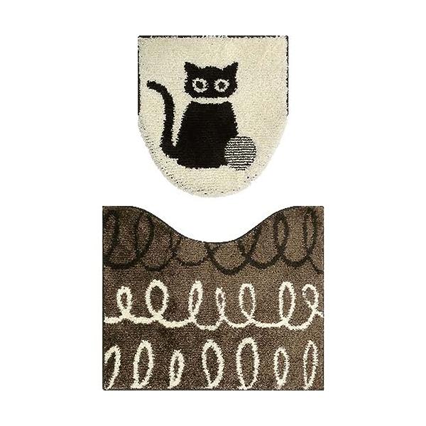 キャットキャット/標準/4905016019656・Style:キャット・パッケージ個数:1・ふんわりと柔らかい肌触りの糸を使用した、U・O型/洗浄・暖房タイプ、どの型にも対応したフタカバーとトイレマットのセットです。