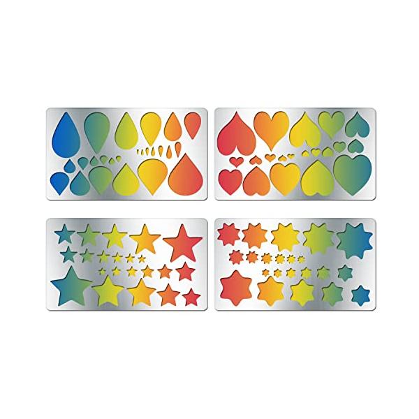 ステンシルシート星-ハート/-/-・Color:星-ハート・仕様10.1x17.7cm、厚み0.5mm、4枚セット、ベースパターン。丁度いいサイズで多いところに使えます。・素材ステンレス制、軽量で持ち運びに便利、耐久性、洗える、再使用可能。...