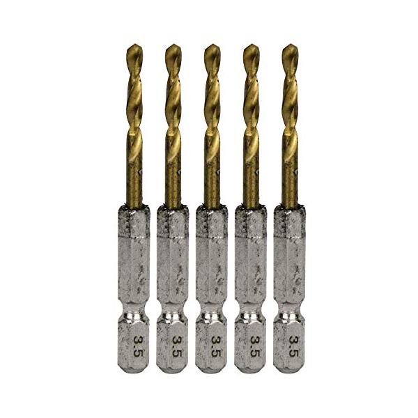 微短シルバー/3.5mm/3.5mm・Size:3.5mmStyle:微短・パッケージ個数:1・用途:鉄、木、樹脂、軽金属の穴あけ・特徴1:ハイス鋼(HSS)にチタン(Tin)をコーティング、耐熱性能が上がり長寿命・特徴2:六角軸のためイン...
