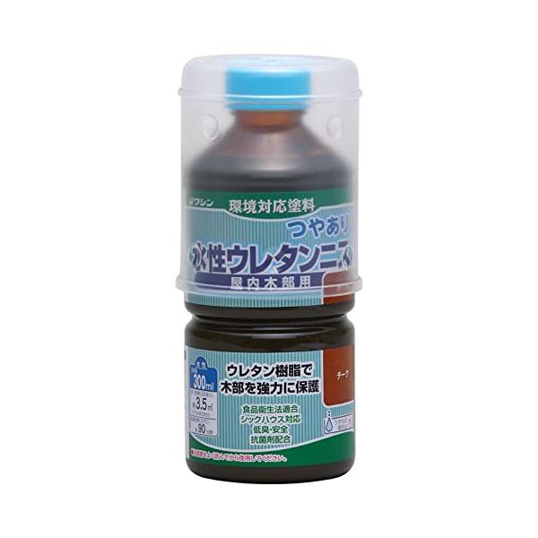 チーク/-/4965405115215・パッケージ個数:1・色:チーク・容量:300ml・塗り面積(2回塗り):約3.5m2(畳の枚数約2枚)、乾燥時間:約90分(20度)・うすめ液:水(原液のままでも使用可)・ホルムアルデヒド放散等級:エ...