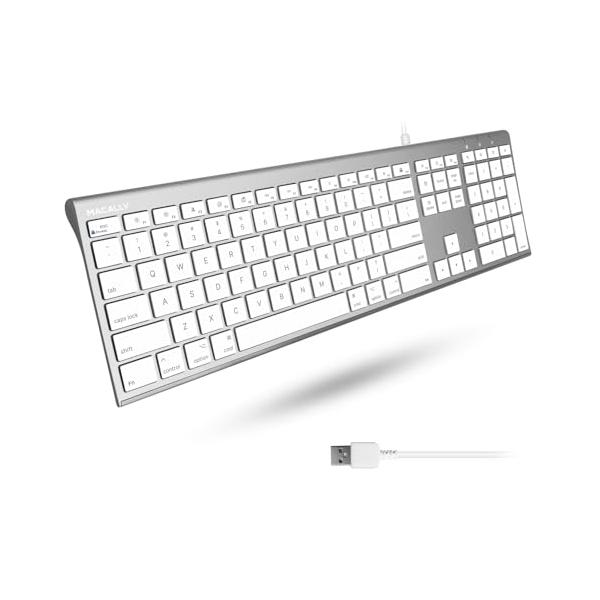 アルミシルバー/-/ACEKEYA・Color:アルミシルバー・パッケージ個数:1・・快適で効率的なタイピング体験のための110のフルサイズと薄いキー ・スムーズで静かなタイピングのためのシザースイッチキーキャップ・・Macアプリケーション...