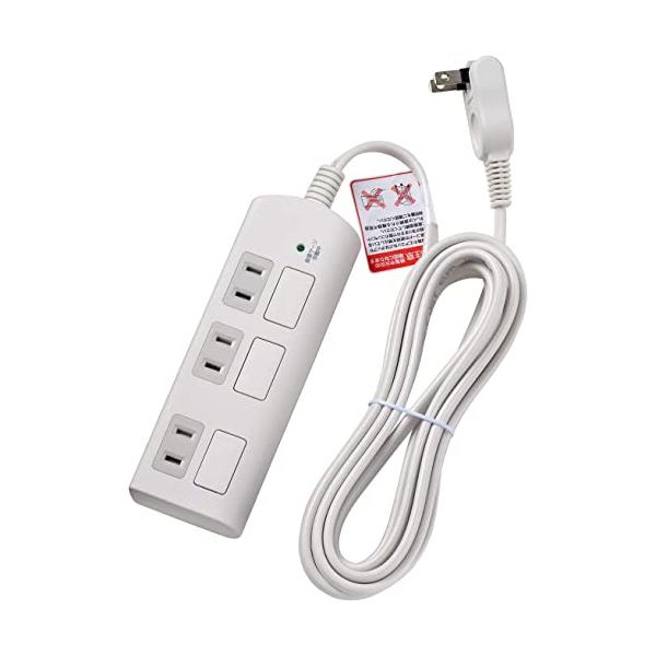 3ｍ-/3個口/WBS-LS303F(W)・Size:3個口Style:3ｍ・パッケージ個数:1・●雷から接続機器を守る耐雷サージ機能付 ●LEDランプ仕様 独立スイッチ ●ホコリ防止の扉付 ●スッキリ配線できるスイングプラグ ●トラッキン...