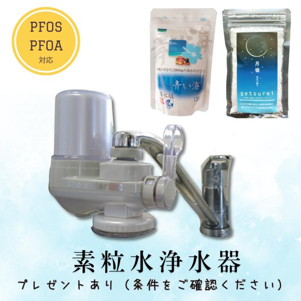 【フリーサイエンス正規代理店】蛇口につけるだけ！世界8カ国特許の「素粒水」が自宅で作れる浄水器です。▼ スリーモア沖縄だけの特典・沖縄産プレミアム塩2種類プレゼント（定期カートリッジ契約が条件）・購入前に蛇口適合確認を無料でご案内・全国送料...