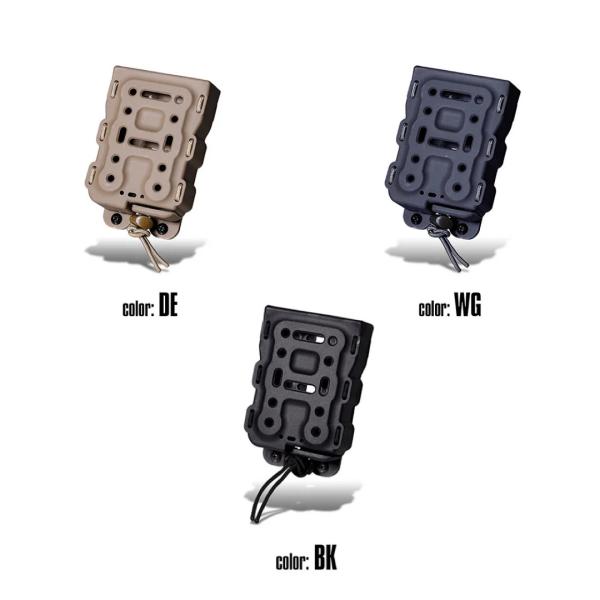 ●意匠権取得済み●脱落防止!独特の「クリック感」●優れたドロースピード&amp;タクティカルリロード!素早いマガジンチェンジが行えるM4/M16系専用設計の樹脂製マガジンホルダーです。編み込んだショックコード(ゴム状のロープ)により、ホール...