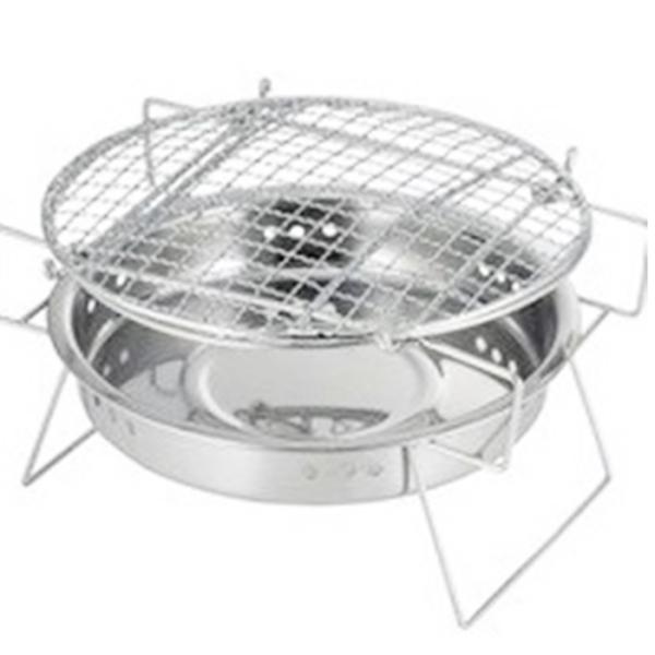 ノーブランド（ジェネリック）素材：ステンレス生産国：中国重さ：約700gサイズ：約28×23×15cm収納サイズ：約22×6.5cm(径×高さ)バーベキューグリル炭火の上にセットした焼き網でバーベキューを楽しめる調理器具ラウンドコンパクトコ...