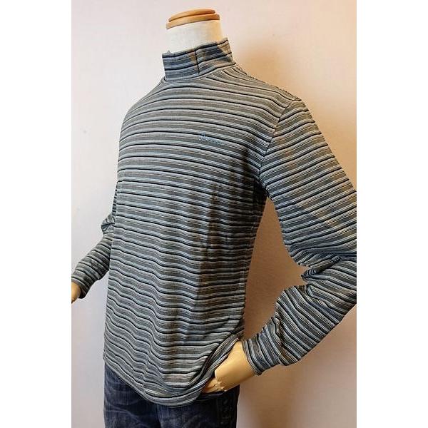 メンズファッション　ブランド「カリーニ　ボーダーウォームハイネックシャツ」重ね着に便利なボーダー柄のハイネックシャツです。<br><br>●商品コード　　２１３−２０７４<br><br>●素材...