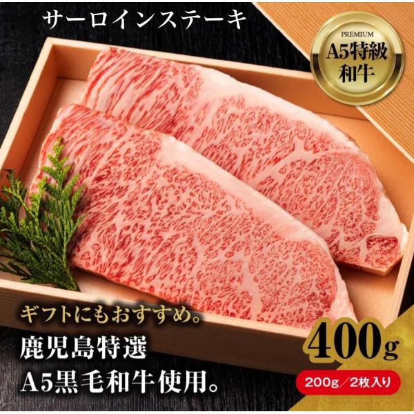 最高級 鹿児島特選 A5 黒毛和牛サーロインステーキ 200g×2枚（計400g）