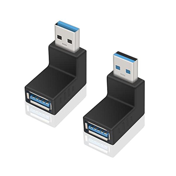 USB L字 アダプタは、USBメモリ等のでっぱりを解消 ノートパソコン(PC)周りを快適に USBケーブル 等を介してのスマホとのデータ通信/同期も問題なく動作します USB機器のコード/USB L字アダプタ ケーブル等が邪魔にならずにで...