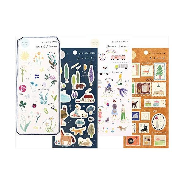 サイズ:約20*10*0.3cm材質:和紙原産国:日本セット内容:Wild flower・Forest・Down Town・Stamp文房具・オフィス用品:事務用品:テープ・結束具:テープ:マスキングテープ