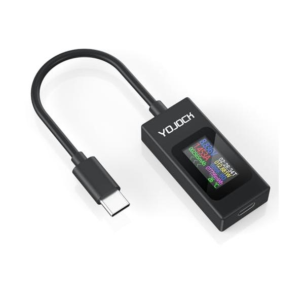 Type-C電流電圧チェッカー Type-C機器の電流、電圧、容量、電力、温度、通電方向、通電時間を簡単にチェックする装置です。 電流双方向対応 Type-Cオス・メスどちらにも電源 ホスト の接続が可能な双方向入力と通電方向表示に対応して...
