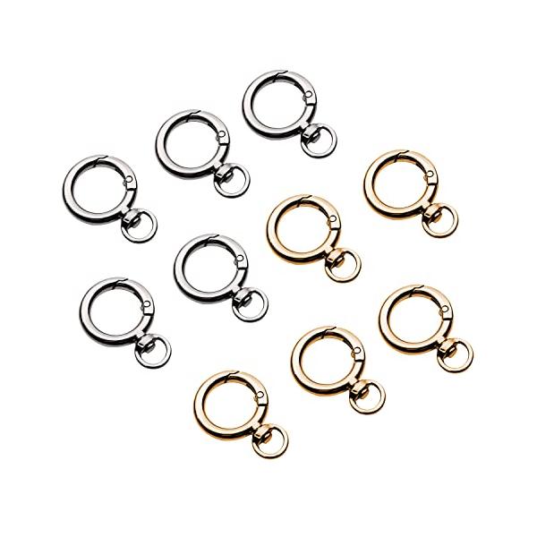 サイズ サイズ：29*47mm、個体重量約8.3g、シルバー5個、ゴールド5個の10個セットです。 高品質素材 このキーホルダーは高品質の亜鉛合金で作られ、耐久性があり、電気メッキの表面は光沢があり、色あせることはありません。 便利な丸型カ...