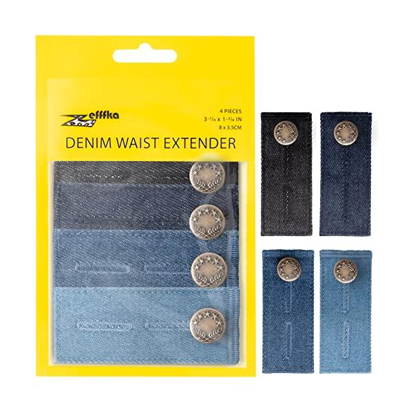 サイズ3-1 / 4 "x 1-3 / 8" 8 cm x 3,5 cm ：エクステンダーはウエストに1/2 "または2" 1.2 cm x 5 cm の余分なスペースが追加されます。デニムエクステンダー綿100％：ジーンズ、デニムスカート...