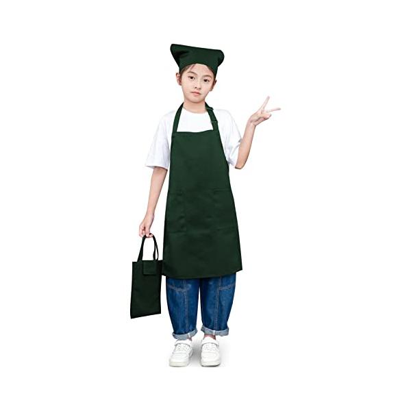 3点セット 子ども用エプロンセットにはエプロン、三角巾、収納袋が含まれています。各商品はポリコットン材質で仕上げられています。  ゴム付き三角巾デザイン 三角巾はゴム付きタイプで、装着が簡単で、ずれにくいです。髪の毛も簡単に収納でき、ゴムは...