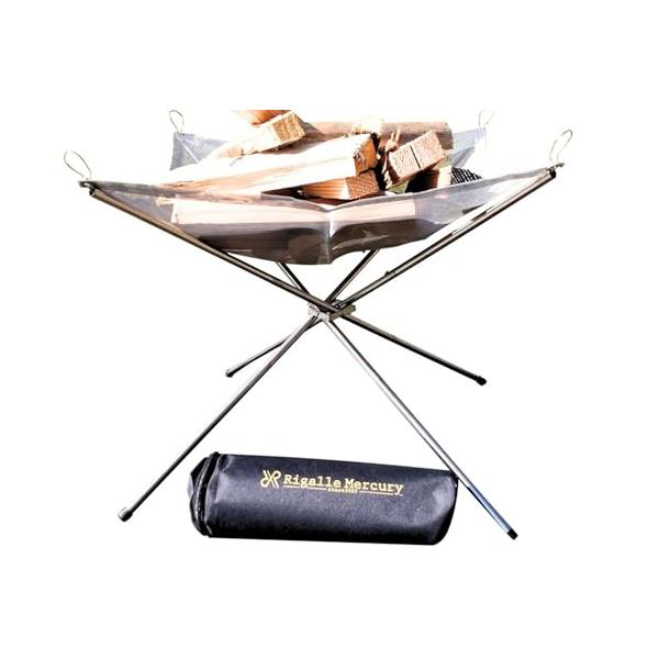 ソロから6人まで豪快に焚き火を楽しみたい方におすすめ丸太や大きな薪に使える分解すれば リュックに入る超コンパクトサイズ通気性抜群のメッシュのシートで火付きがよく燃える使用サイズ：約56* 幅 x56* 奥行 x43* 高  収納サイズ：約3...