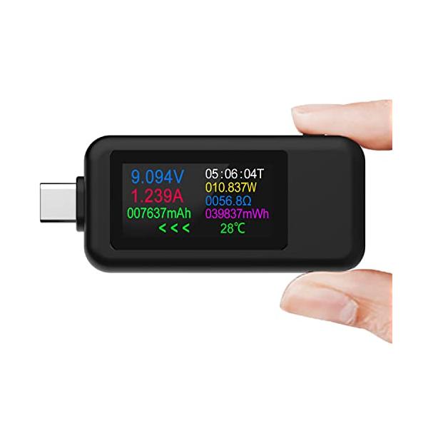 USB-Cチェッカー 新のUSBC電圧/電流/積算電流を簡単にチェックする装置です。 商品測定機能 USBC電子機器の電圧・電流・通電方向・通電時間・ワット・積算電流・内部温度を簡単にチェックできる装置です。測量範囲4.0*30V 0*5....