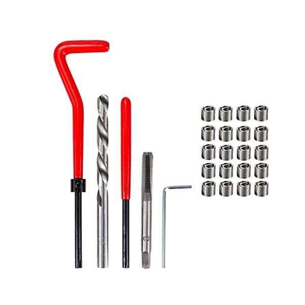 30個セット内容 M6ネジスリーブ ヘリサート *25枚*挿入ツール*1枚*ラグブレークツール*1枚*ツイストドリル6.2mm*1枚*ねじタップM6*1枚*小型レンチ*1枚 幅広い用途 DIYからバイクの修理まで、様々な場合でご利用いただけ...