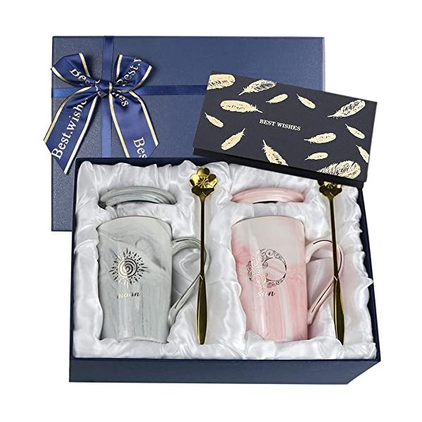 セットの内容 カップ一対、陶器の蓋一対、桜のスプーン2本、祝福を表すカード、ギフト箱入り。コップの品質がとてもいいです。プレゼント用の箱もとても綺麗です。もう一回包装する必要はありません。恋人、友達、新婚夫婦、誕生日などに最適なプレゼントで...