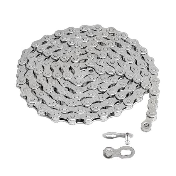 [高い互換性] - 6/7/8速自転車チェーン、1/2"x3/32"に対応。ロードバイク、マウンテンバイク、レーシングバイクにも互換性があります。[高い強度] - 特殊鍛造鋼を使用し、引張強度は820kgを超え、高い耐久性を実現しています。...