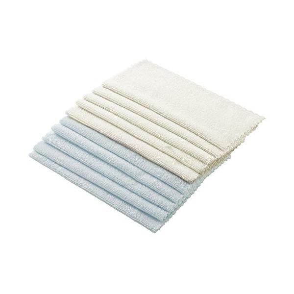 サイズ：約28x28* (10枚入)洗剤を使わずに汚れを落とす高機能ふきんです。超極細繊維が油汚れや皮脂汚れなどをスッキリ落し、水滴をすばやく吸水します。カラ拭き、水拭きどちらでもお使いになれます。フチ部分はヒートカット 熱処理 されている...