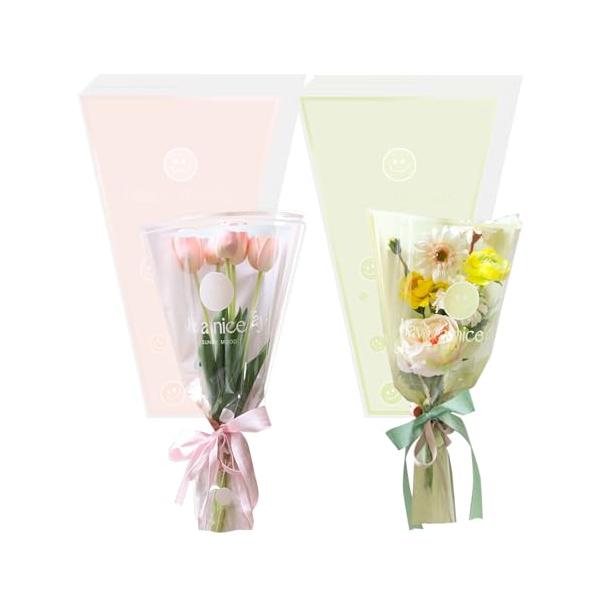 「商品仕様」素材：OPP、サイズ：28*9*44cm 、カラー：ピンク、グリーン、数量：100枚セット 色ごとに50枚ずつ 「お買い得セット」100枚セットの大容量なので、さまざまな用途で数を気にせずラッピングができます。笑顔デザインは、見...