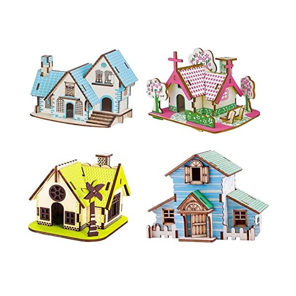 立体パズル 環境に優しい木製の立体パズルです。森の中のおうち４種類をセットにしました。 楽しい作業タイム 完成予想図を想像して、ワクワクしながら楽しく組み立てられます。作っている間は没頭できて時間を忘れてしまいます。 親子でおうちタイム 外...