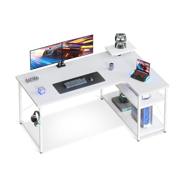 色：ホワイトサイズ：130*80*74cm 商品仕様 パソコンデスクとしてはもちろん、ゲーミングデスクとしても使用できるおしゃれなL字デスク。*本体サイズ：約幅130*奥行80*高さ74CM *本体重量：約16.75KG *お客様組立て品で...