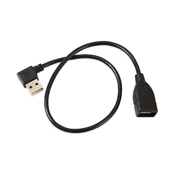 CY USB 2.0 Aタイプオス 左角度 USB 2.0メス延長ケーブル 90度コネクター 40cmUSB 2.0 アングルAオスからストレートメス延長ケーブル、480Mbpsの速度をサポート。アングルタイプ ポート周りにスペースが限られ...