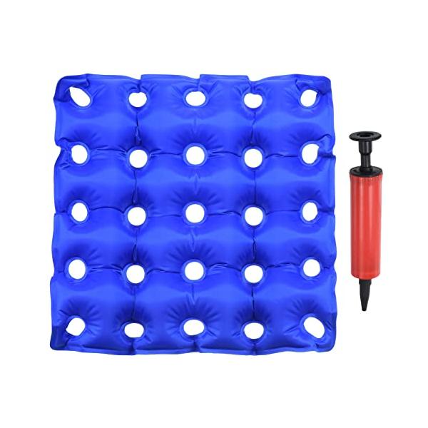 カラー: ブルー; 膨らんだサイズ: 45 x 45cm (L*W); しぼんだ状態のサイズ: 47 x 47cm (L*W); パッケージ: 1 x シートクッション, 1 x エアポンプ (レッド)利点: 丈夫な素材、柔らかく滑らか、通...