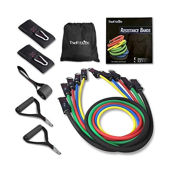 50kgまでの負荷調整 ：5本のチューブ合わせて50kg 110LBS までの負荷調整が簡単にできます。ゴムは自在に伸縮し変化し運動のバリエーションを多く生み出すことができます。ゴムの負荷力を利用してトレーニングの効果をより高めるためにこの...