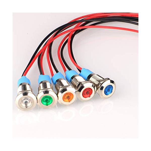 パッケージに含まれるもの：5個のLEDインジケーター 混合色 。特徴：定格電圧：AC/DC 12-24V,定格電流：20mA、定格消費電力：0.06W;明るい色：赤/オレンジ/青/緑/白。安全で耐久性のある：私たちのLEDインジケーター電球...