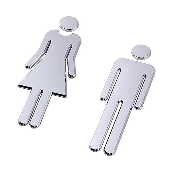 製品仕様 サイズ：12cm*4.5cm；材質：ABSプラスチック；カラー：シルバー；パッケージ内容：男女ペア １セット  材質 印刷の耐候性も良い。サビなくていつまでもキレイです。テープ付きで簡単に貼れます。屋外使用OK。 シンプルなデザイ...