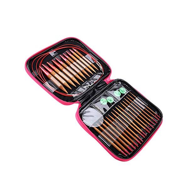 手編み道具 多サイズが揃っていて、カーペット、セーター、マフラーやニット帽、靴下などいろんな作品作りを楽しむことができます。 収納ケース付き このセットにはPUバッグがあり、針を安全に保管し保護することができます。 セット内容 13*アルミ...