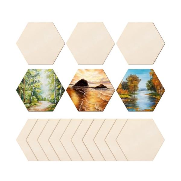 仕様 *サイズ：9X7.8cm *色: 天然木材カラー *材質：木材 天然木の木片 これらの六角形の木片は良質な木材で作られ、表面は滑らかで丈夫で、書きやすく、色を塗って彫刻しやすいです。 未完成の木材チ  木材チ は空白で、色を塗ったこと...