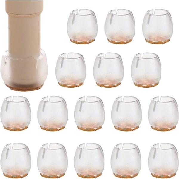 16個セット・丸脚25〜29mm対応 透明タイプのシリコーン製椅子脚キャップ16個入りパック。直径25〜29mmの丸脚家具に適合し、ダイニングチェアやデスク、テーブルなどに幅広く使用できます。 柔軟シリコーン素材でしっかりフィット 高品質で...