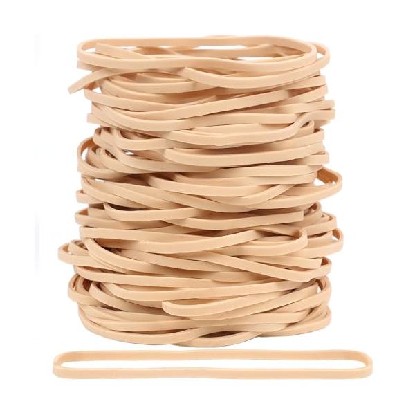 サイズ: 4.8inch/折径120mm,幅3mm,厚さ1.5mm.数量：100個入り,カラー：アメ色.素材: ゴム製、強い弾力性と伸縮性と耐老化性の利点を持っています.高い伸縮性: このゴムバンドは伸縮性に優れており、熱に強い,繰り返しの...