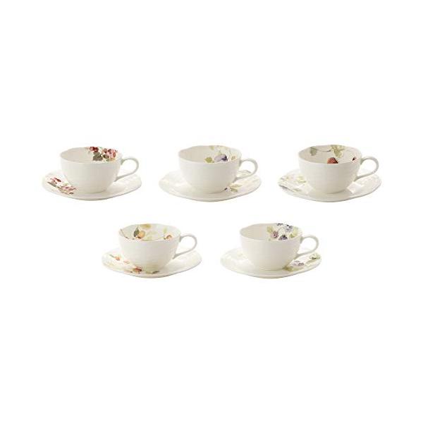 本体サイズ:(カップ)径94*高さ54mm*満水容量210cc(ソーサー)径152*高さ17mm素材:ボーンチャイナ原産国:インドネシアセット内容:ティーコーヒー兼用カップ&amp;ソーサー 210cc*5(アソート)機能:電子レンジ温め使...