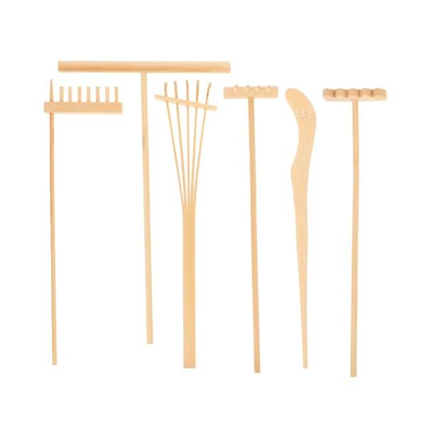 な竹素材：本製品は竹で作られており、耐久性があり変形しにくいため、長期間にわたり安定した使用が可能です。自然素材のため環境にも配慮しています。ミニサイズ設計：18*11.5*1cmのコンパクトなサイズで、盆栽や小さな鉢植え、砂の熊手として使...