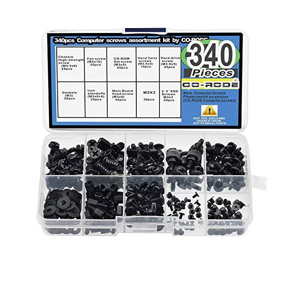 CO-RODE 340個 PCネジハードディスクドライブ用コンピュータスタンドオフ品揃えキットコンピュータケースマザーボードファンパワーグラフィックスパソコン・周辺機器/PCパーツ/パソコン用ネジ
