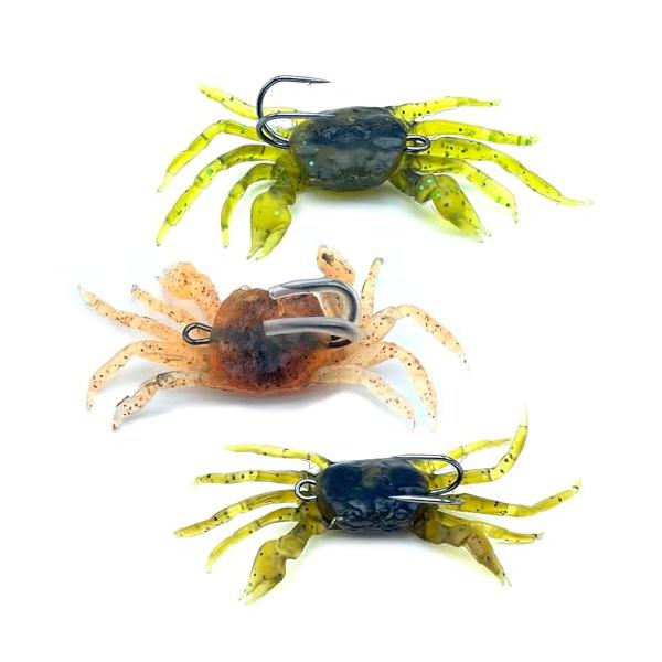 カニ型ワームルアーは、水流を受けると足がリアルに動く設計となっており、タコをはじめとする甲殻類を好む魚種に強いアピール効果を発揮します。甲殻類を捕食する魚にとって、カニの動きは非常に魅力的なため、このルアーは自然な誘いを演出し、釣果向上につ...