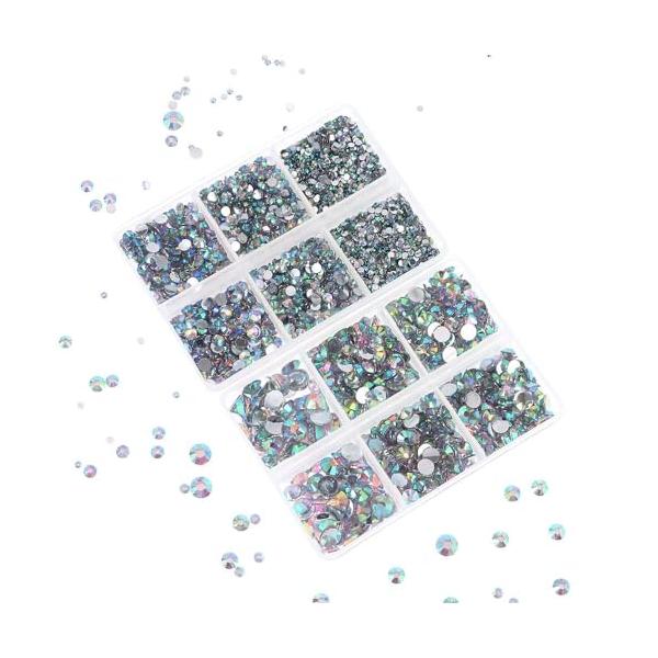 素材: フラットバックラインストーンは、ガラスと人工結晶材料でできており、表面は滑らかで、光沢があり、光沢があります。複数のサイズオプション: 製品には、SS6/2mm、SS10/3mm、SS16/4mm、SS20/5mm、SS30/6mm...