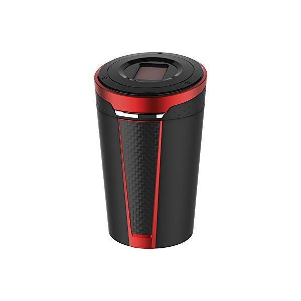 スポーツテイストのレッドが映えるカーボン調灰皿フタはワンプッシュオープンで消火穴クリーニング機能付きスーパースリムの太さまで(5*8mm)対応の消火穴とタバコ置き梱包サイズ: 18.0*10.0*10.0(cm)車＆バイク:カーアクセサリ:...