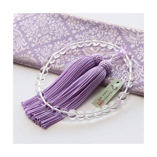 細長タイプで収納が便利な高級ファスナー式数珠袋をお付けさせていただきます。本物のお数珠だけが付ける事を許される京都珠数製造卸組合のタグ付き*サイズ*約8ミリサイズ*房*正絹頭付房 藤色 *付属品*高級ファスナー式数珠袋*素材*親玉：藤雲石 ...