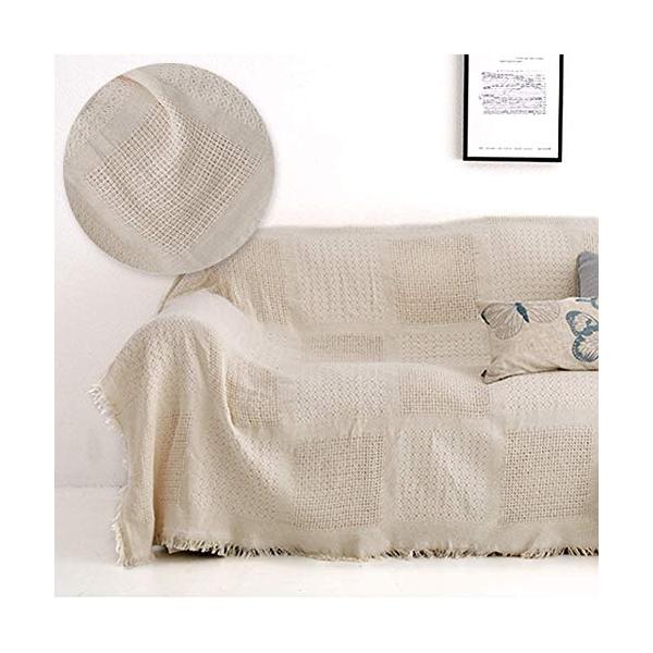 素材：[表地]コットン100% [裏地]ポリエステル 両面使える高密度ニットカバー、軽量で柔らかい肌触り、通気性よく、毛布として四季適用。ソファーに落ちにくい汚れがある時、子供の落書きやペットの爪痕に悩む時、このカバーを使用して全部解決でき...