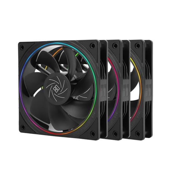 [ユニークな形状] 全体的にピュアブラックのデザインで、ケースファンの前面と背面にはスリムな丸いARGBラインがあり、全体的にファンの価値を高めています。柔らかいシリコン製の足はファンのノイズを低減し、ファンのコストパフォーマンスを高めます...